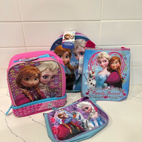 Disney | Accessories | Disney Frozen Lunch Bag Collection Pink And Blue ...